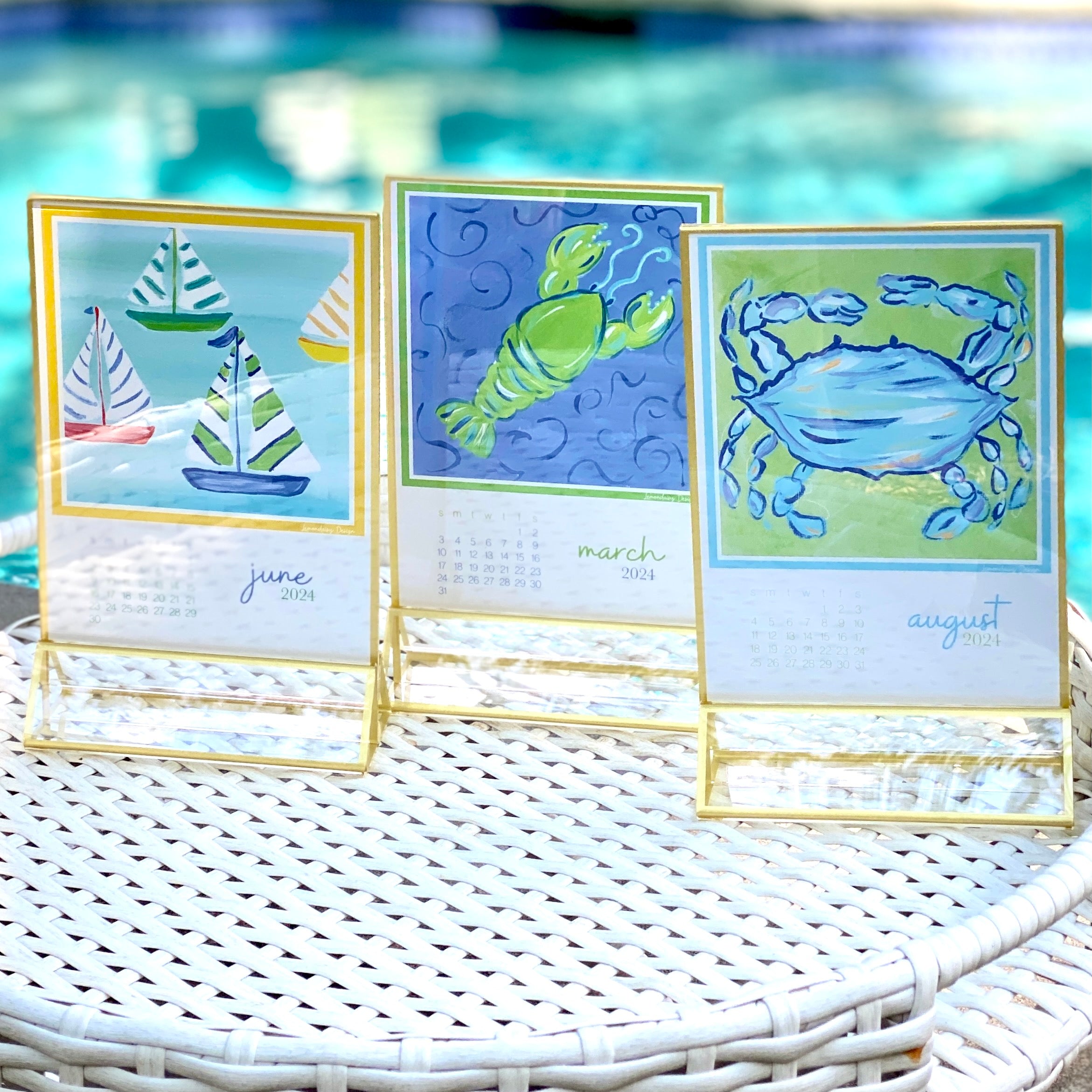 2024 Coastal Beach Desk Art Calendar | Lemondaisy Design