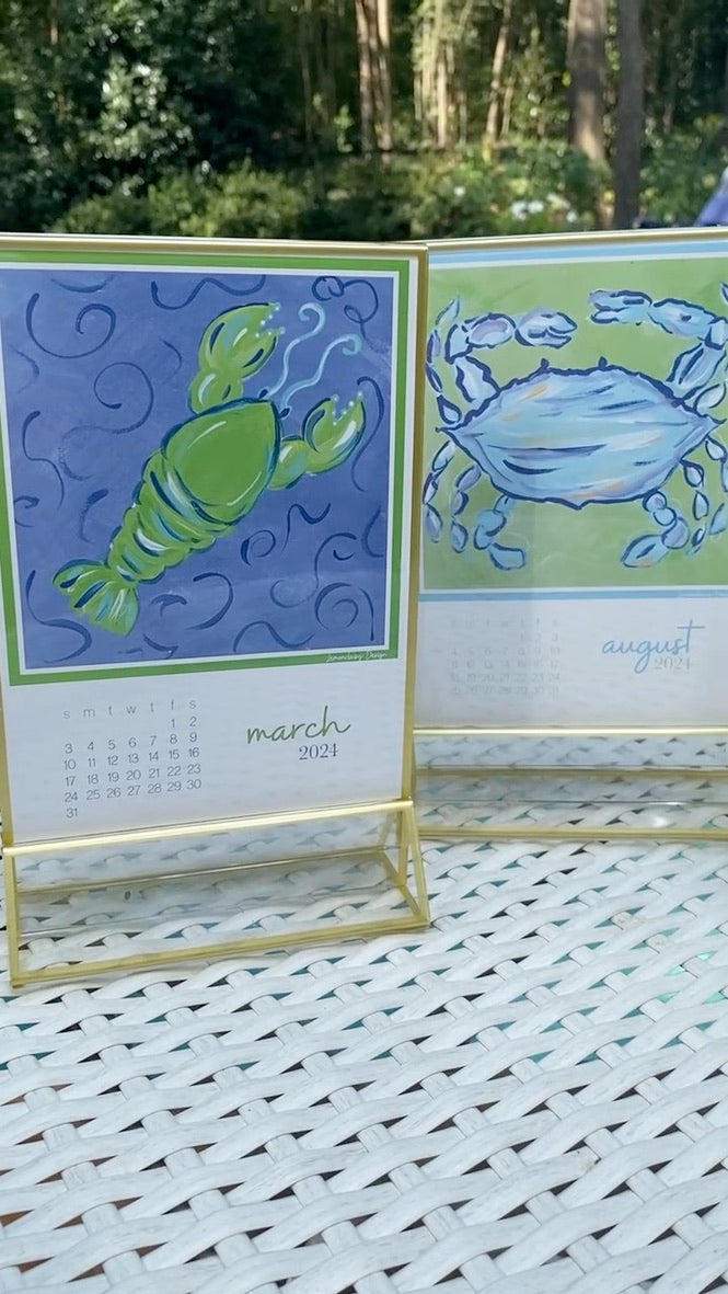 2024 Coastal Beach Desk Art Calendar | Lemondaisy Design